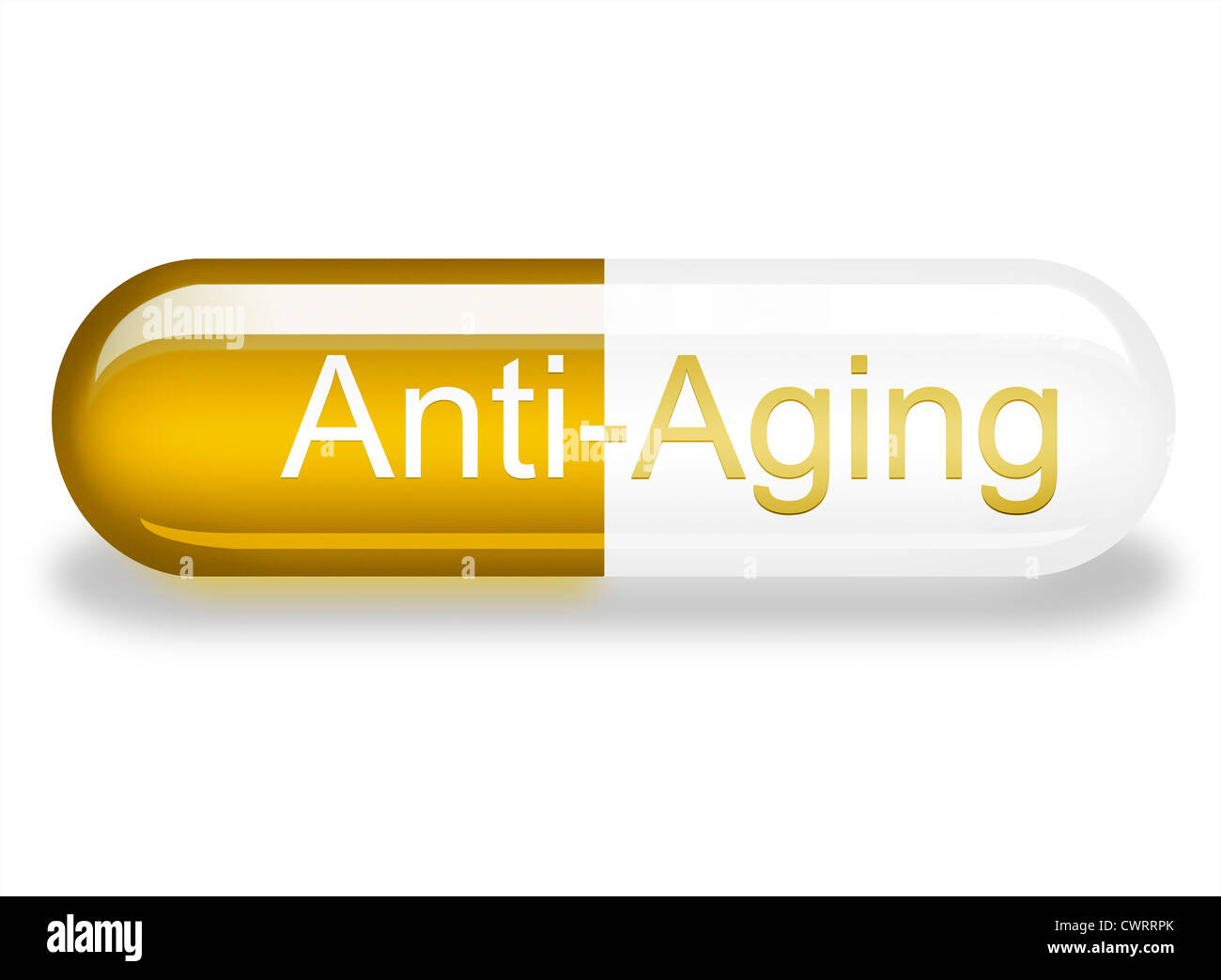 Illustration of an Anti-Aging Capsule on white background with drop ...
