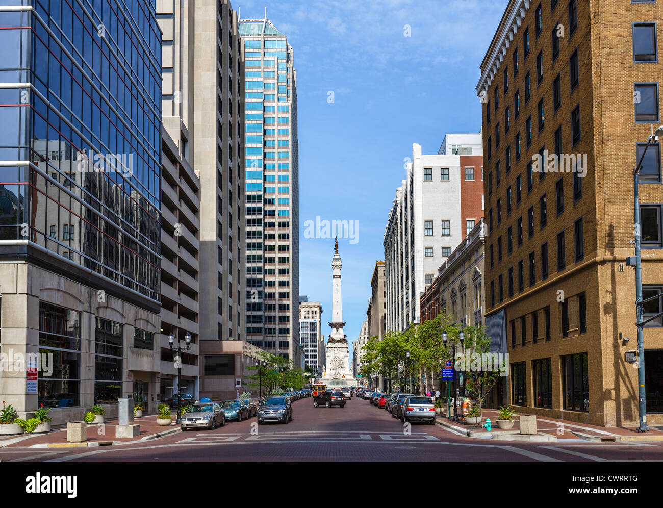 View down West Market Street towards the Soldiers and Sailors Monument ...