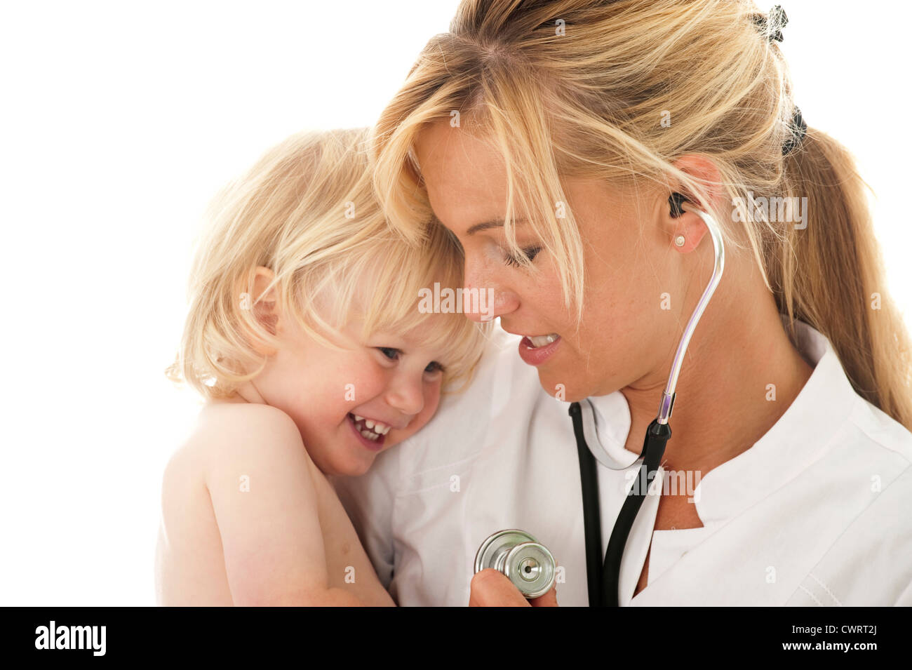 Female doctor with child Stock Photo - Alamy