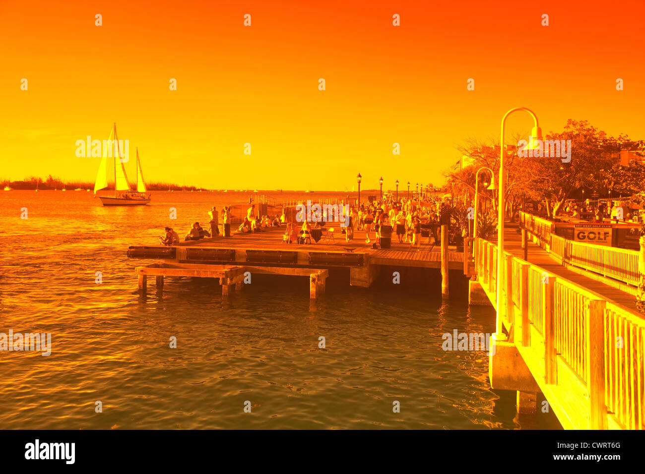 Florida key west mallory square sunset hi-res stock photography and ...