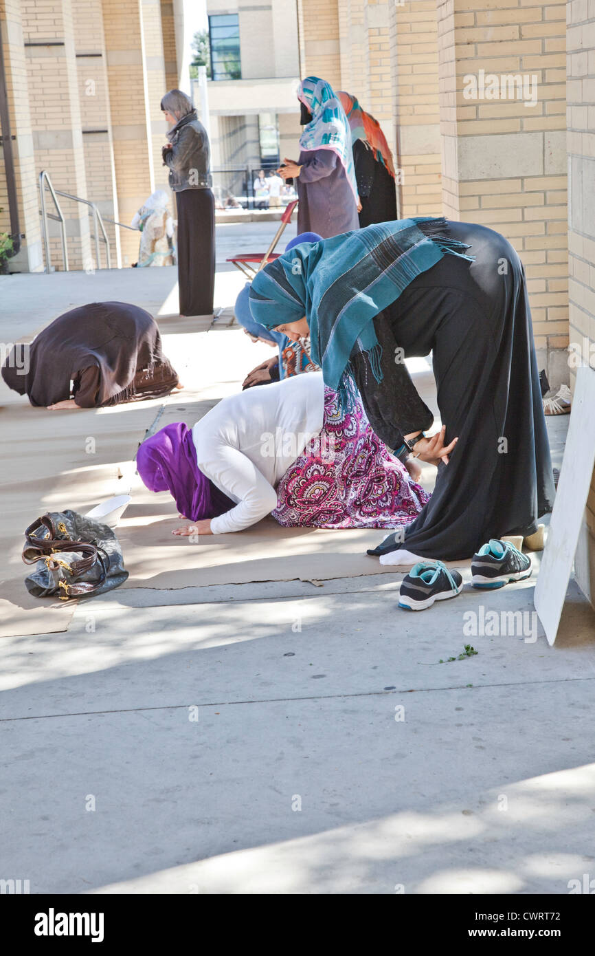 Muslim Women in Pray at the Muslim Fest in Mississauga near Toronto ...