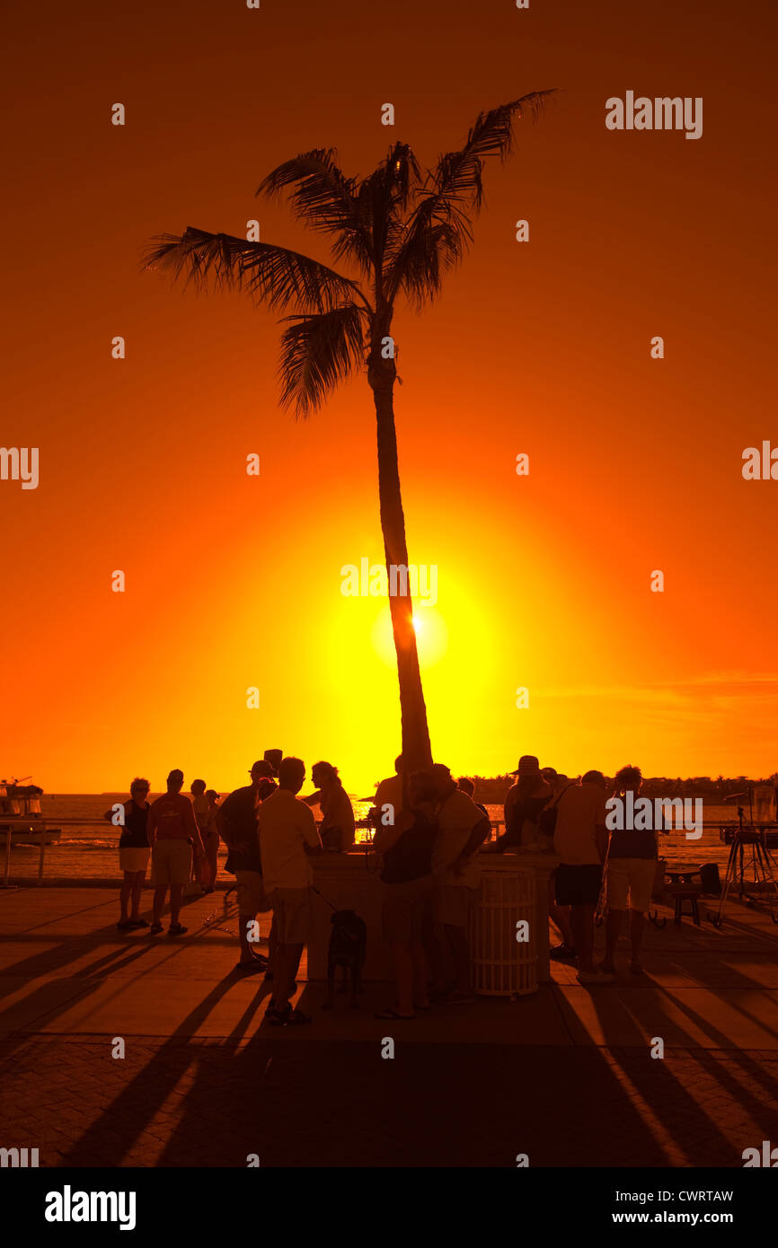 CROWD OF TOURISTS WATCHING SUNSET MALLORY SQUARE OLD TOWN HISTORIC ...