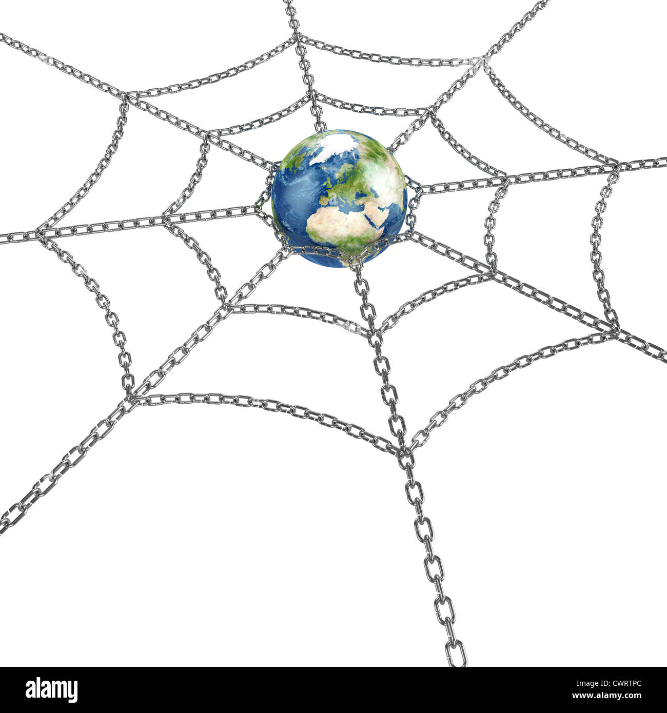 3d illustration of Earth planet with metal web Stock Photo - Alamy