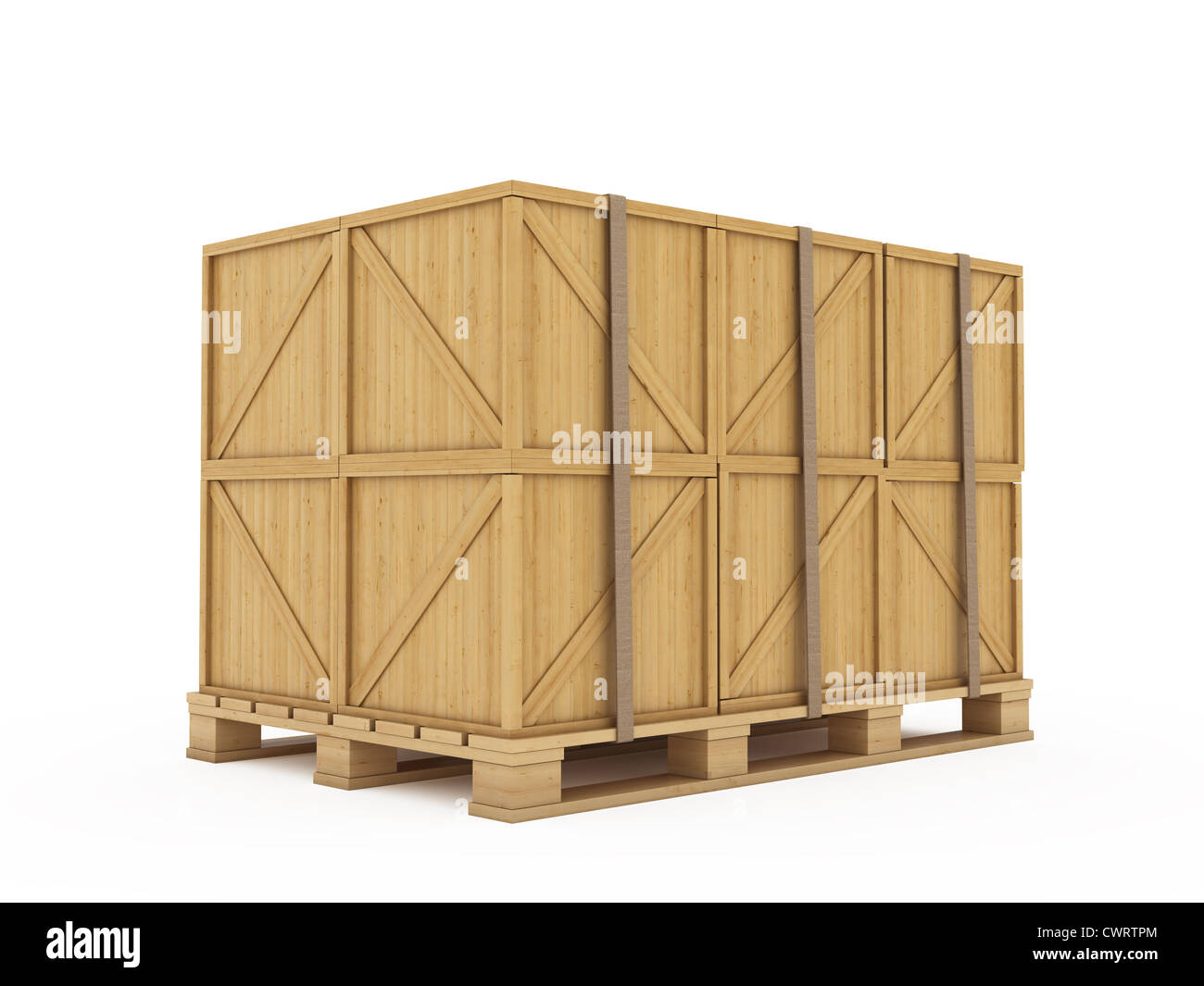 3d render of wooden boxes on palette isolated Stock Photo - Alamy