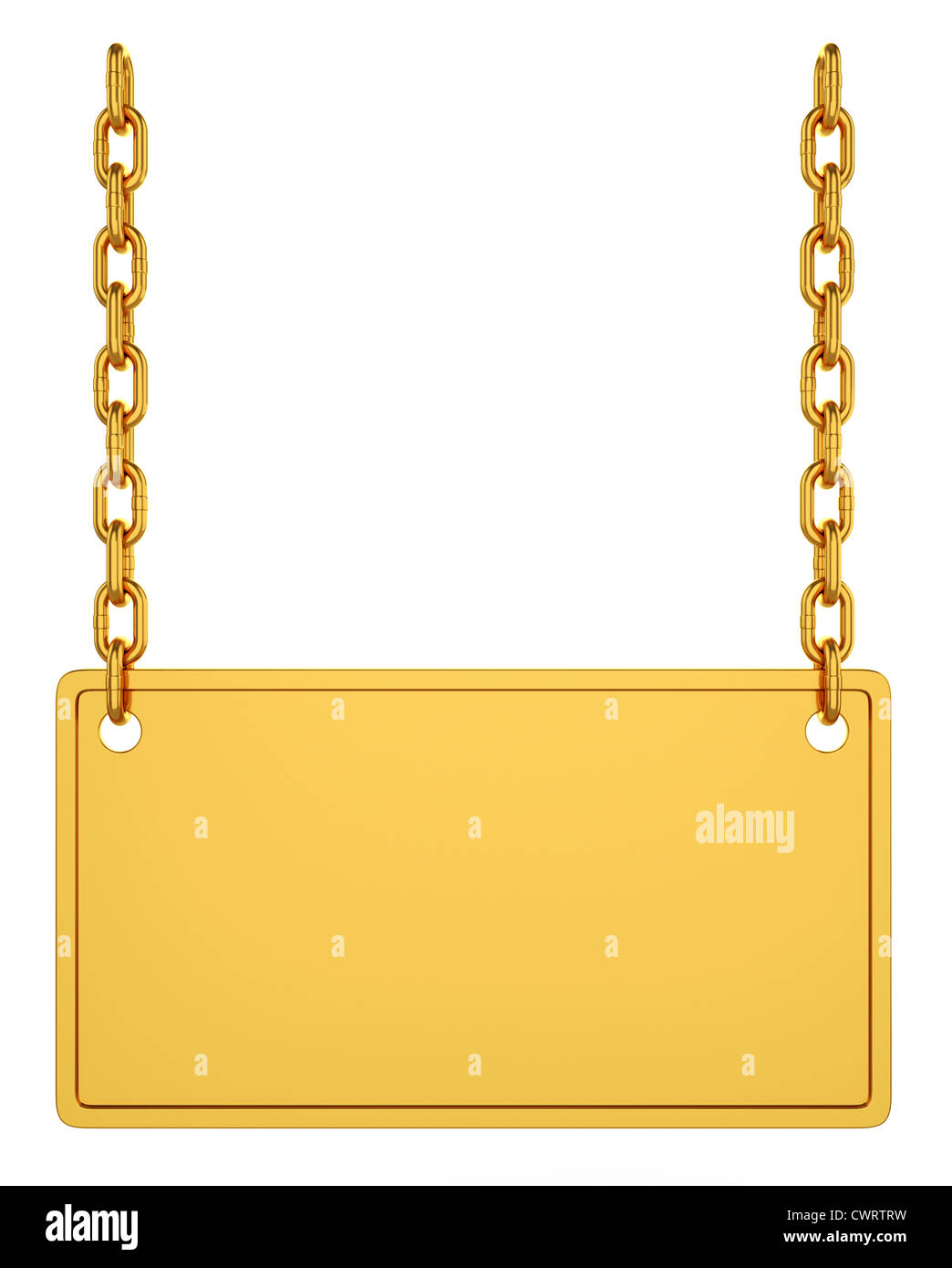 3d illustration of gold signboard isolated on white background Stock ...