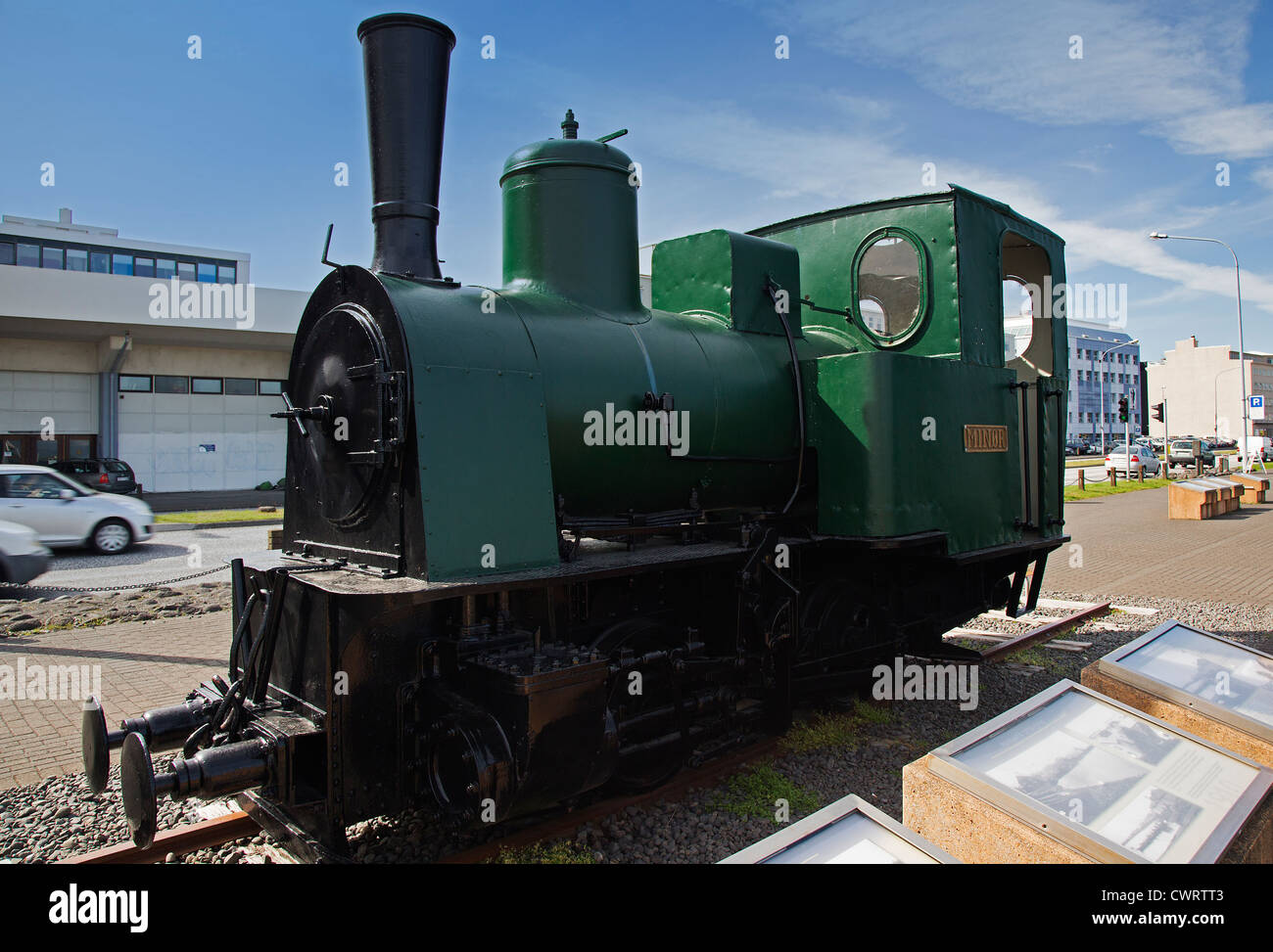 Railway engine locomotive "Minor" on static display at Reykjavik ...