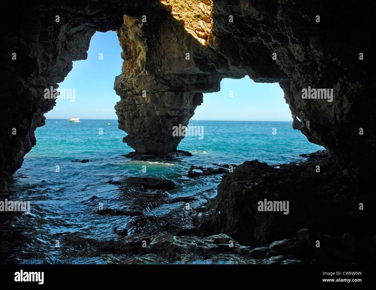 Cave with arches at Cala del Moraig, Benitachell, Costa Blanca Spain ...