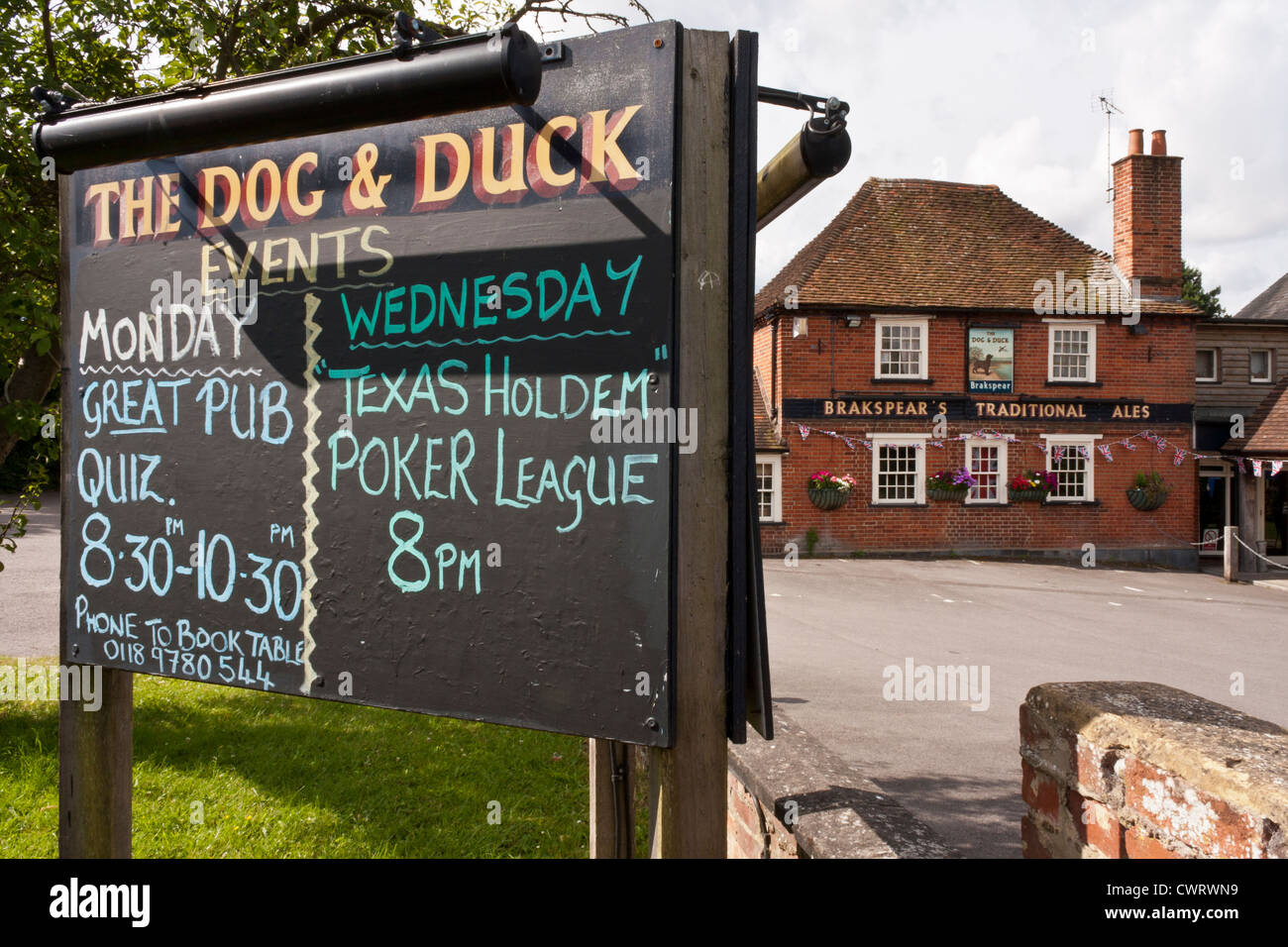 A sign outside a pub in Wokingham attracts customers with different ...