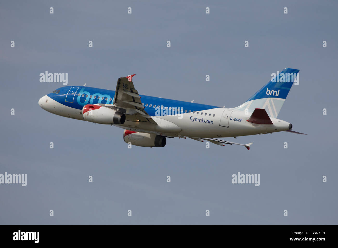 BMI Airbus A320 take off at Manchester Airport Stock Photo - Alamy