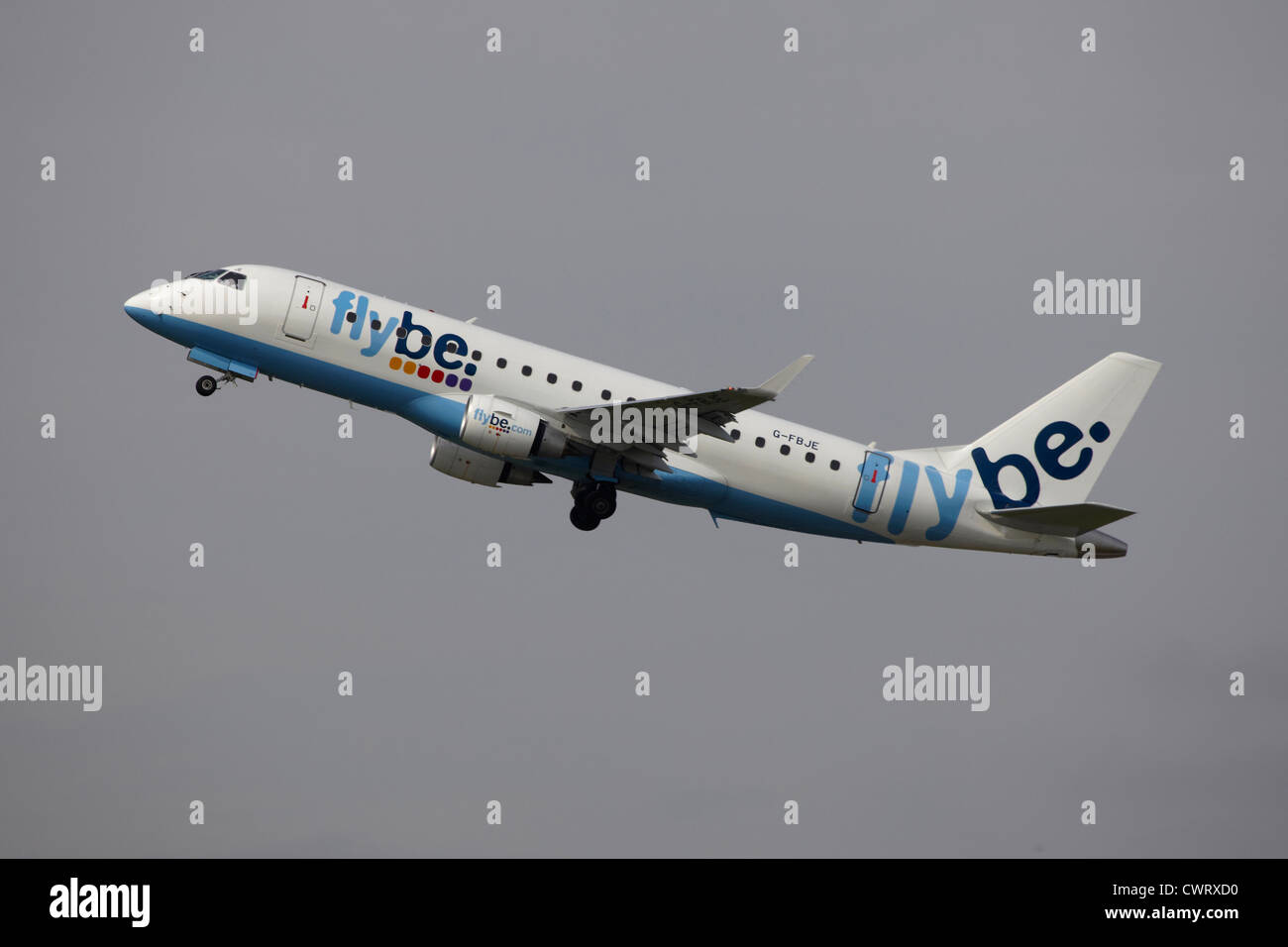 Flybe Embraer 175 take off at Manchester Airport Stock Photo - Alamy