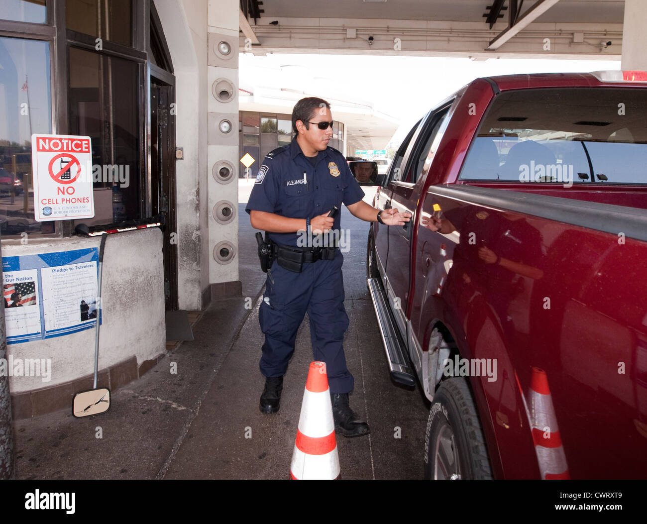 U.S Customs and Border Protection inspect cars, ask for documentation ...