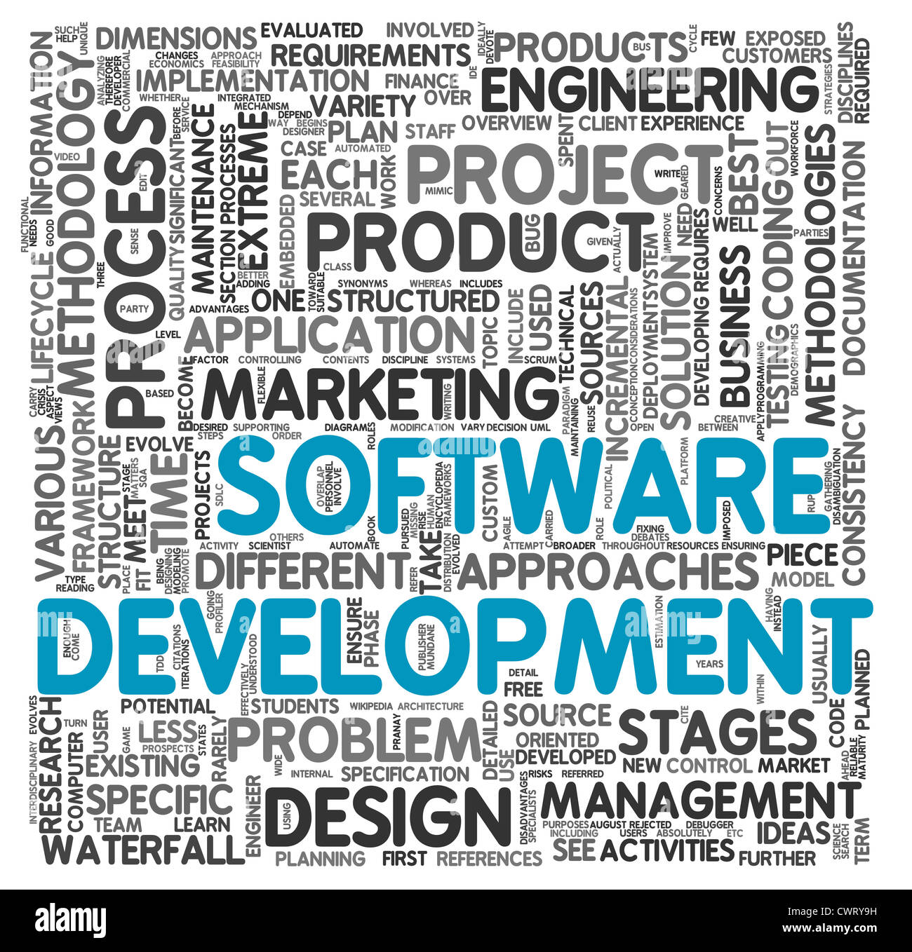 Software development concept in tag cloud on white background Stock ...