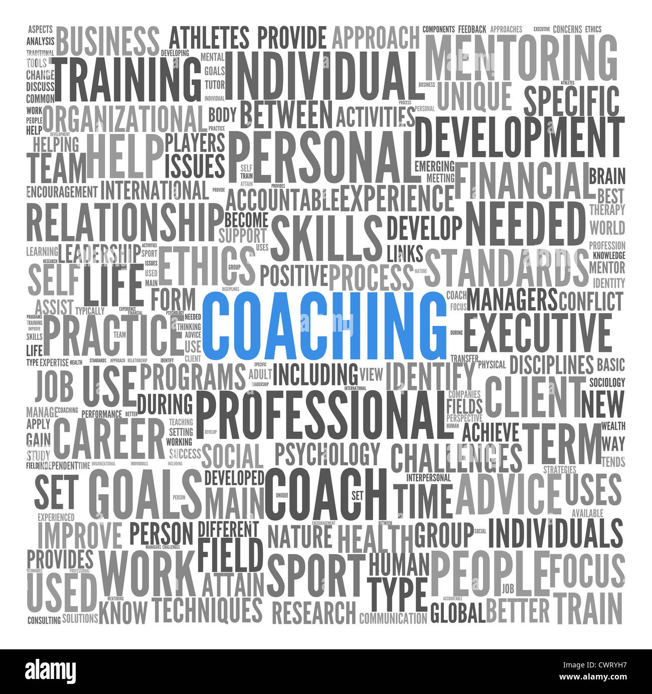Coaching concept related words in tag cloud isolated on white Stock ...