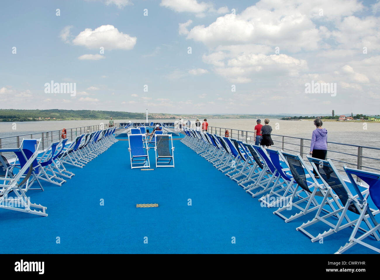 Riverboat in the Iron Gates gorge on the Danube River between Romania ...
