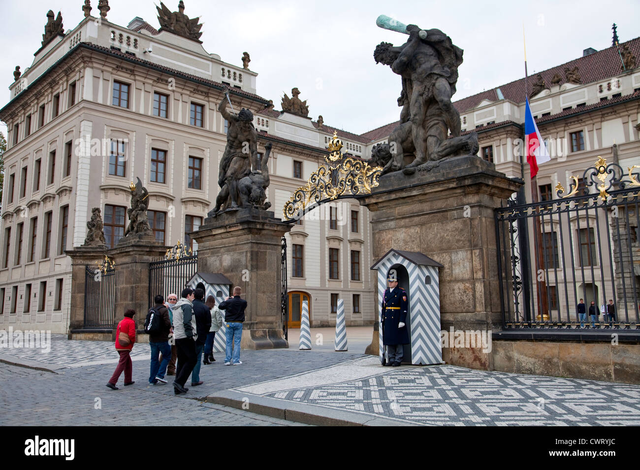 Prague, Czech Republic: People entering the gates of Prague Castle ...