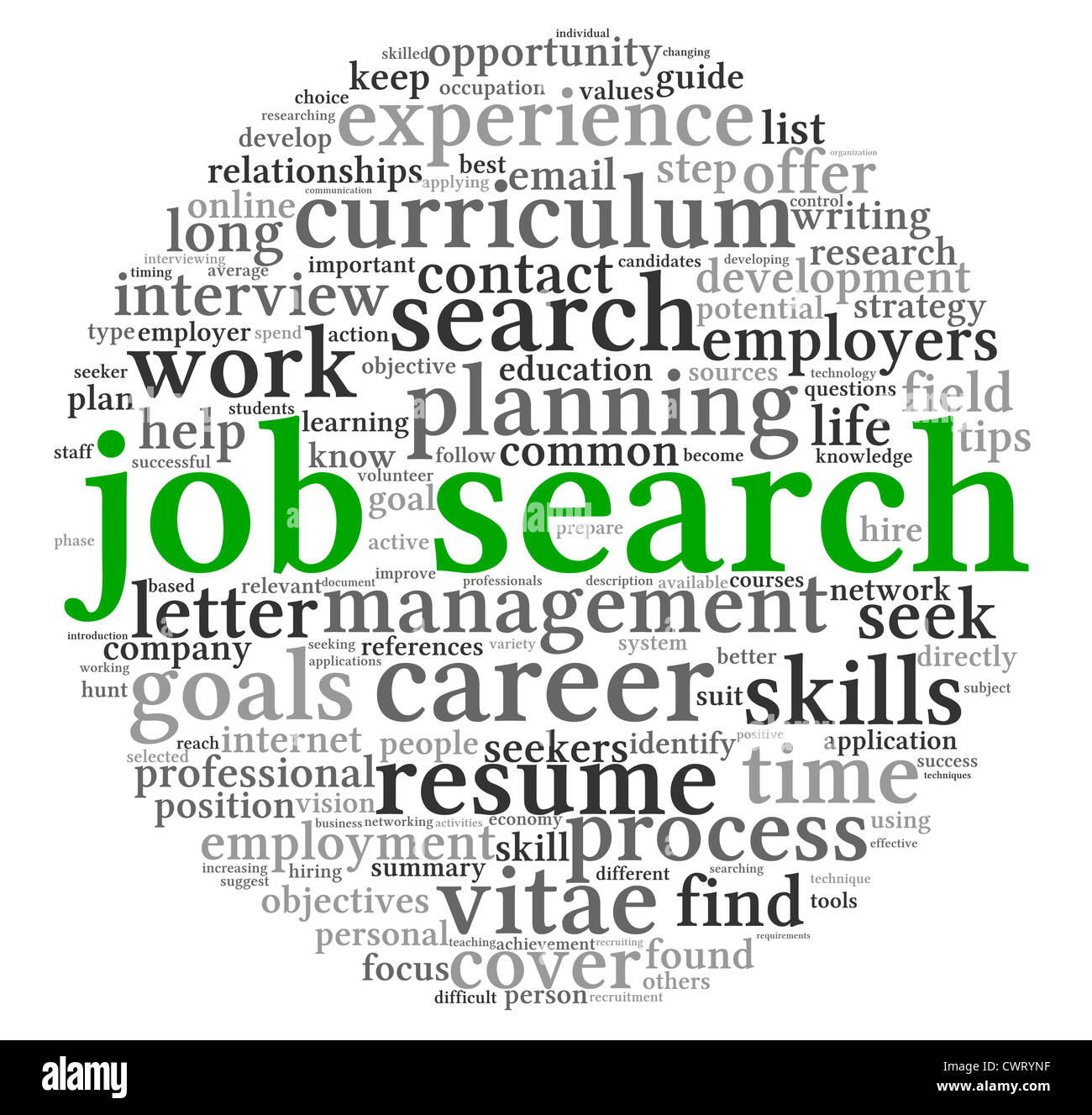 Job search concept in word tag cloud on white background Stock Photo ...
