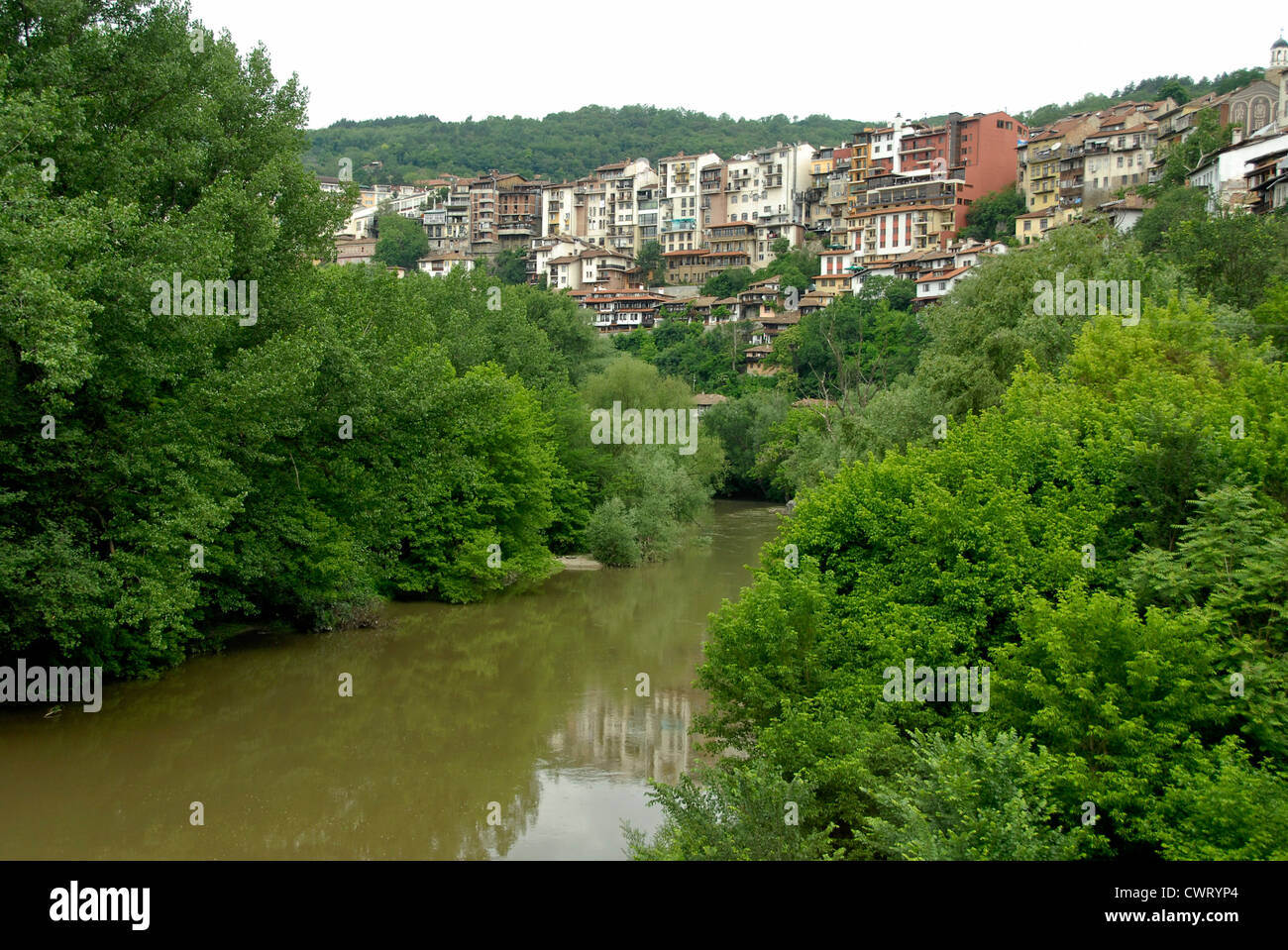 River Yantra in the Old city of Veliko Tarnovo in Northern Bulgaria ...