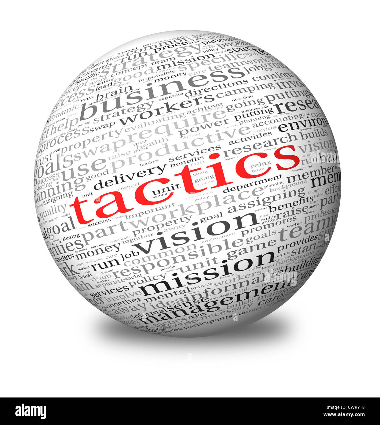 Business tactics and strategy in word tag cloud on 3d sphere Stock ...