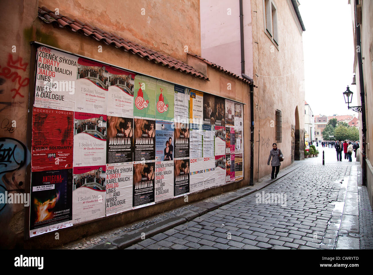 Prague, Czech Republic: Typical street scene, complete with billboard ...