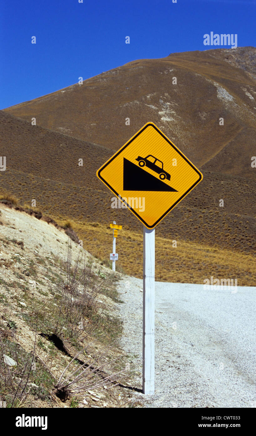 Road signs warning steep roads hi-res stock photography and images - Alamy