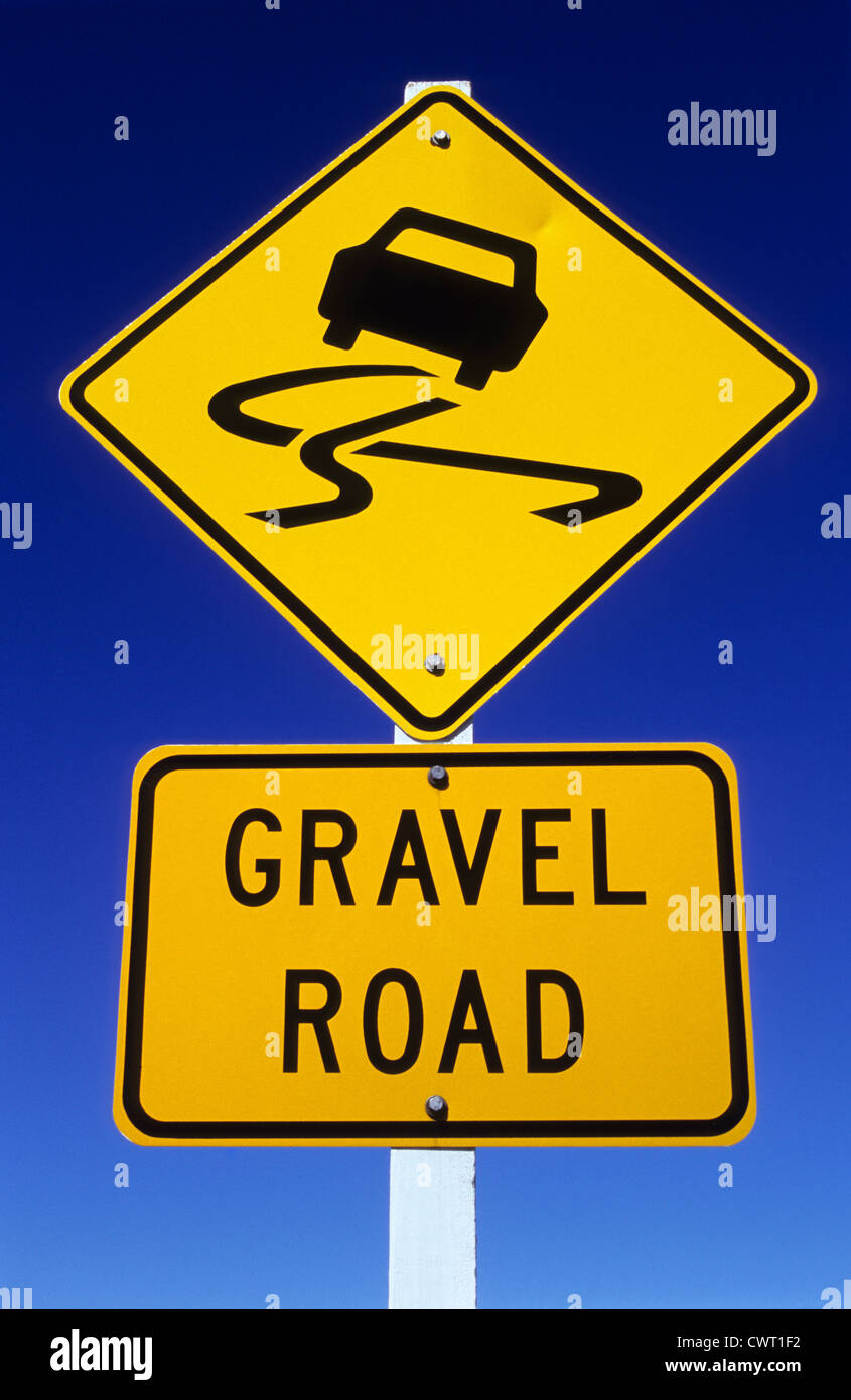 Yellow warning sign, New Zealand Stock Photo - Alamy
