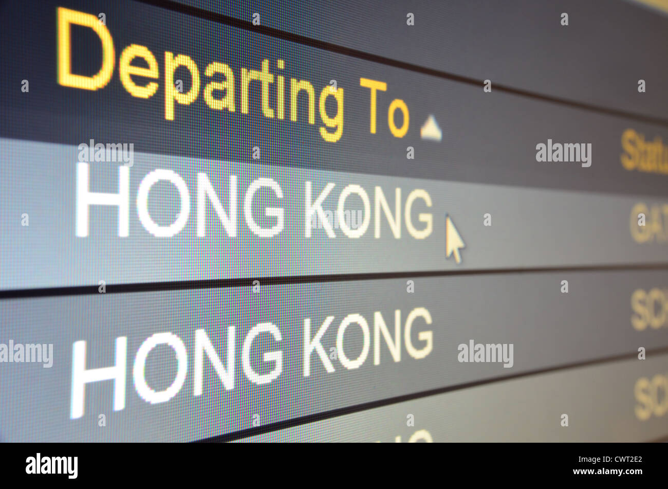 Computer screen closeup of Hong Kong flight status Stock Photo - Alamy