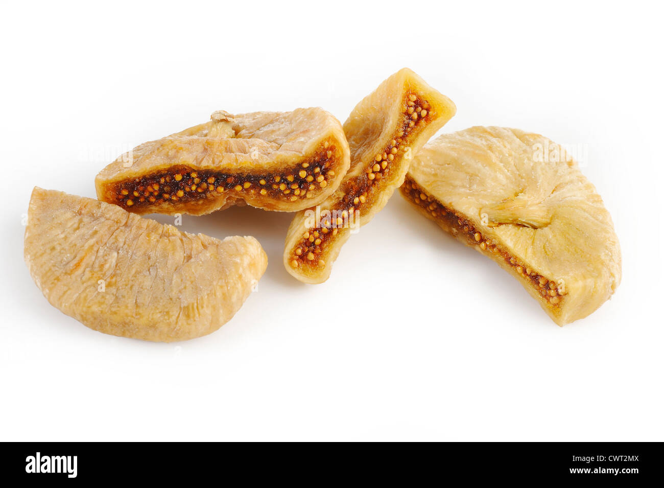 cut dry figs on white background Stock Photo - Alamy
