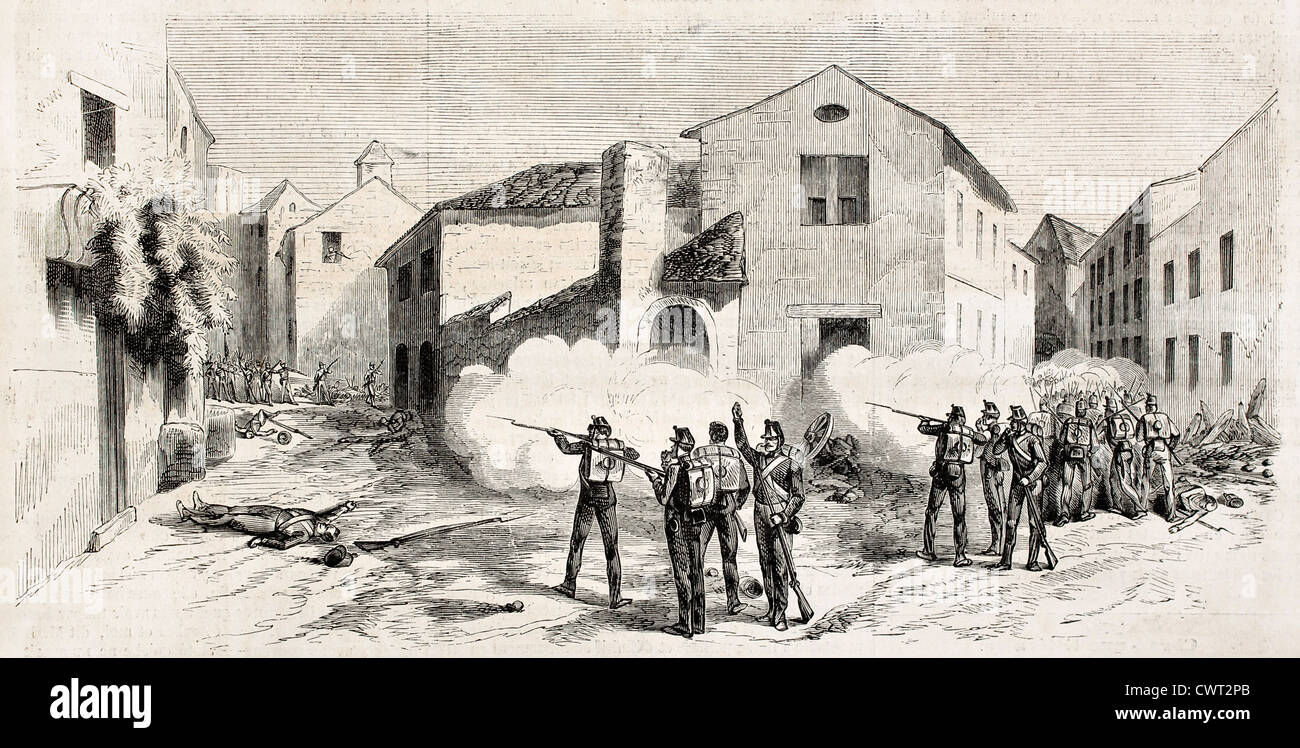 Battle in Reggio Calabria, Italy, between Garibaldian troops and ...