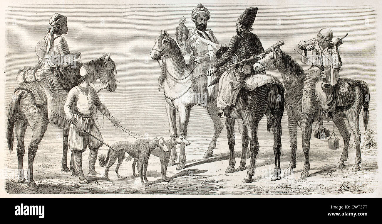 Persian hunting crew Stock Photo - Alamy