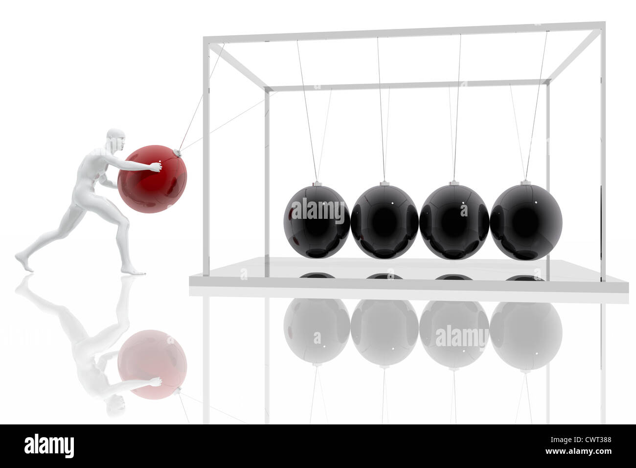 Man throwing ball against an group of spheres Stock Photo - Alamy