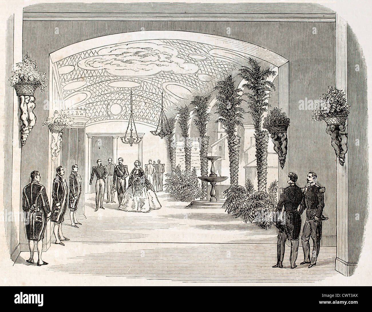 Napoleon III and Empress Eugenie in the palm gallery, Nice, France ...