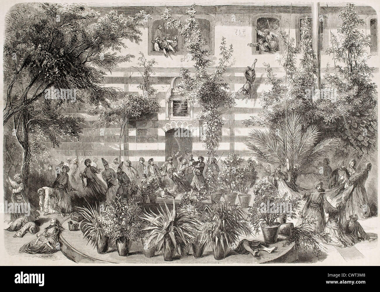 Druzes massacring Maronites in French consulate court in Damascus Stock ...