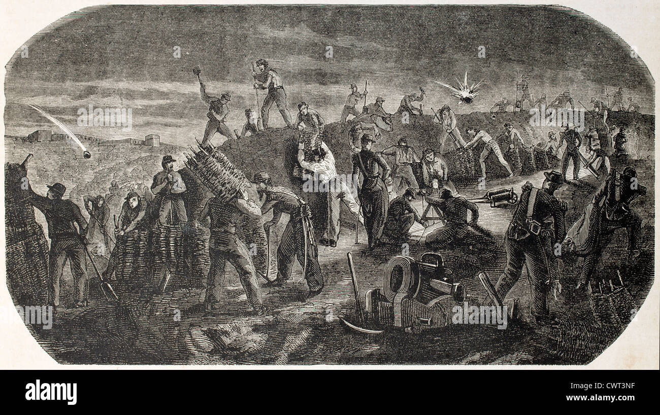 Soldiers building a siege location Stock Photo - Alamy