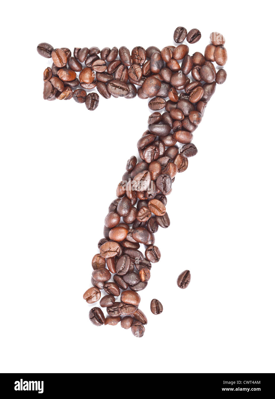 7 number made with coffee beans on a white background Stock Photo - Alamy