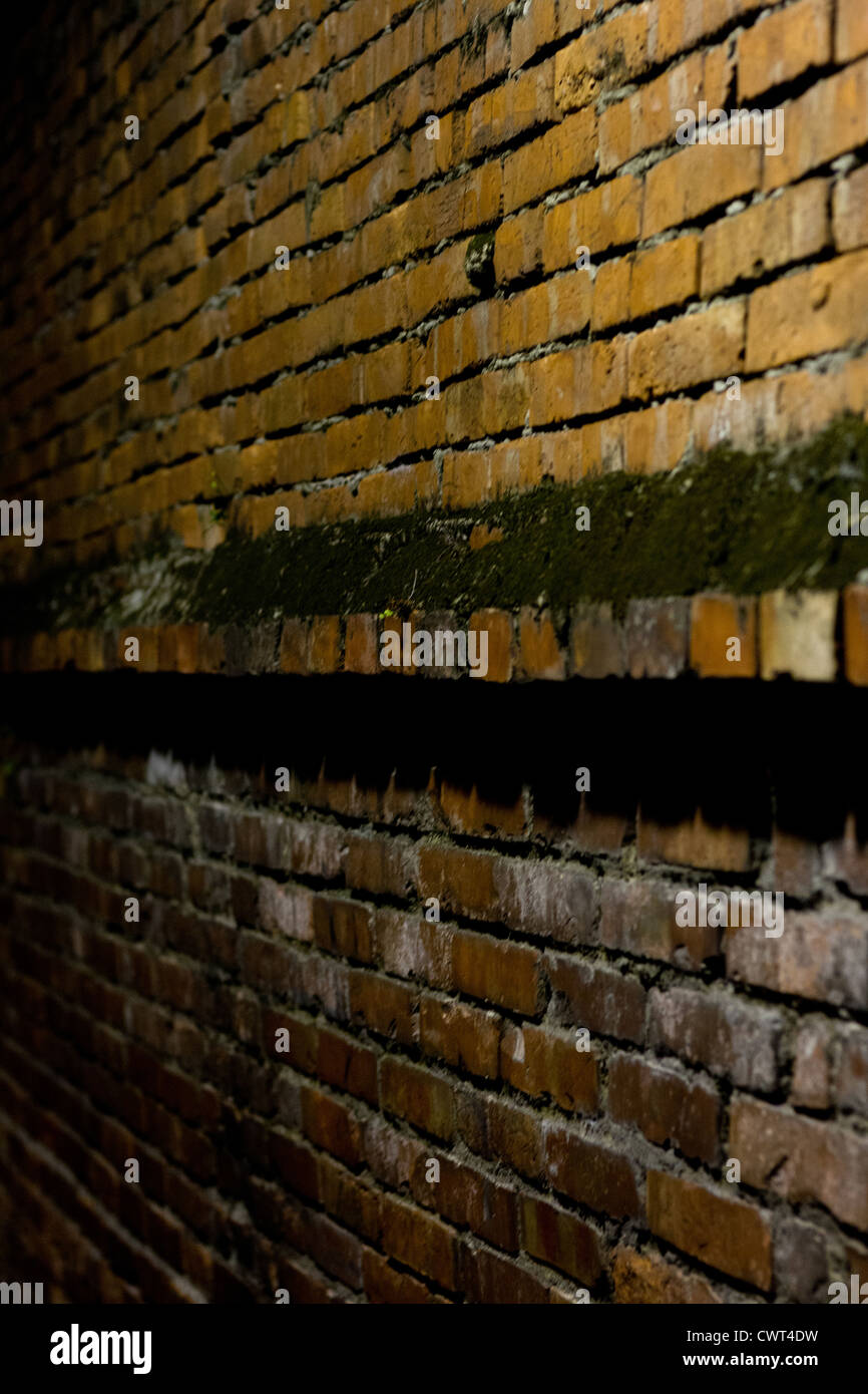 A old brick wall at night Stock Photo - Alamy