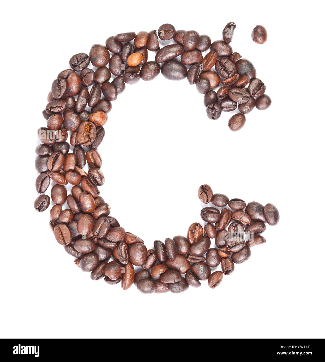 c, Alphabet from coffee beans on white background Stock Photo - Alamy