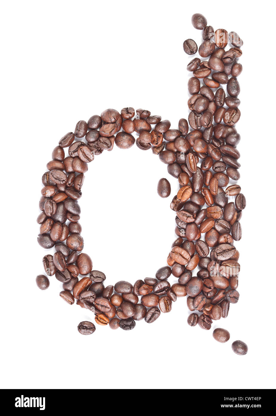 d, Alphabet from coffee beans on white background Stock Photo - Alamy
