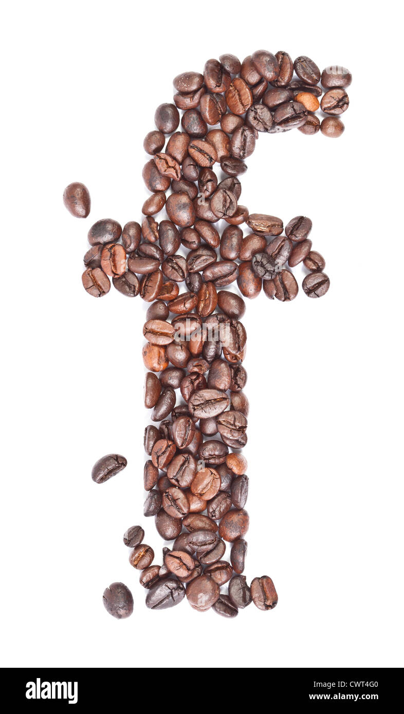 f, Alphabet from coffee beans on white background Stock Photo - Alamy