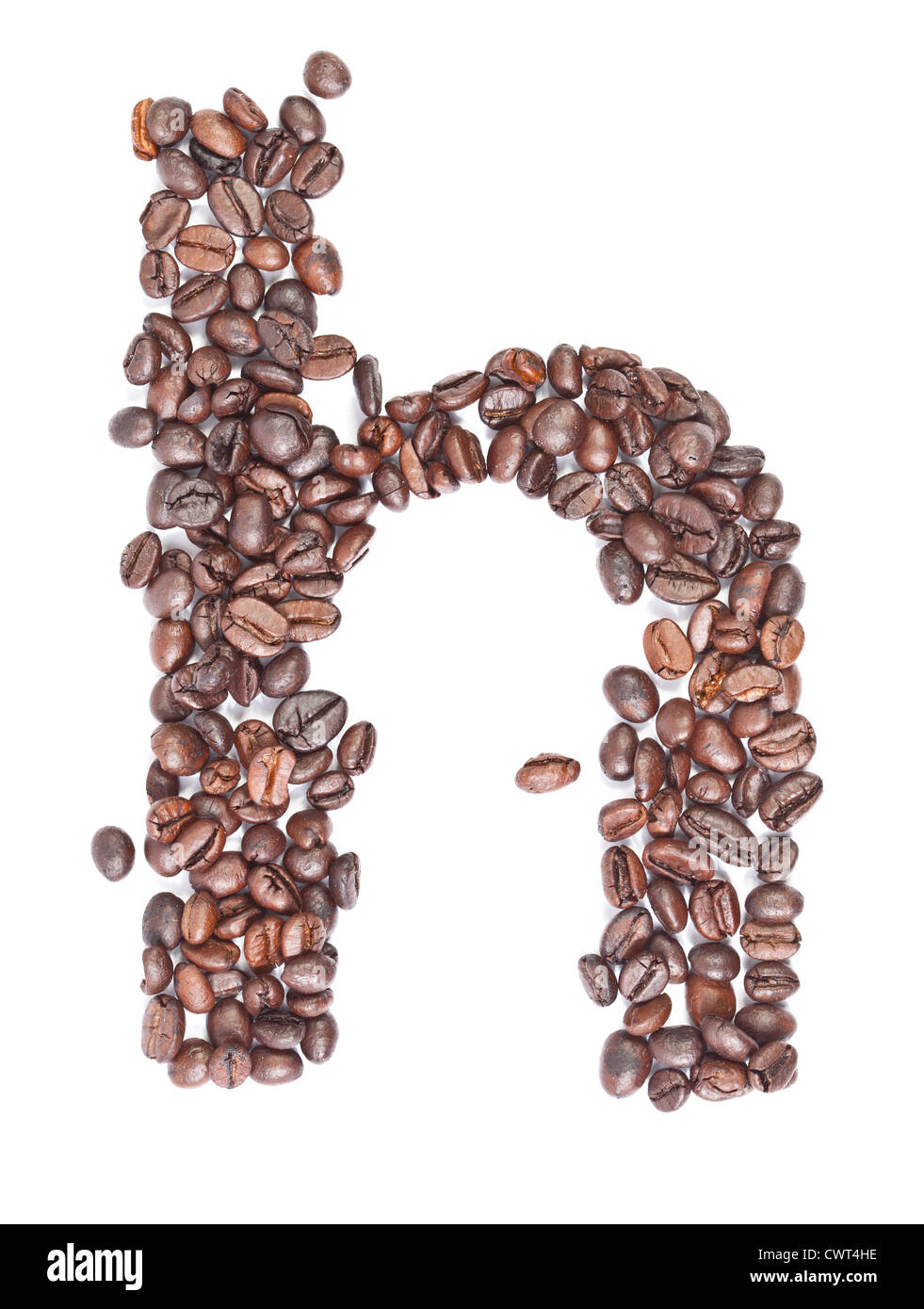 h, Alphabet from coffee beans on white background Stock Photo - Alamy