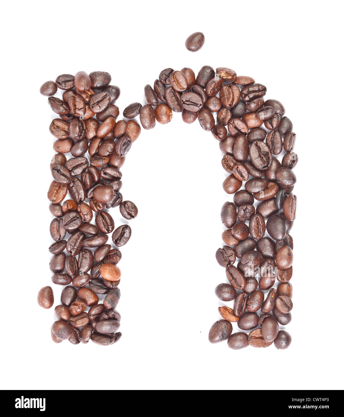 n, Alphabet from coffee beans on white background Stock Photo - Alamy