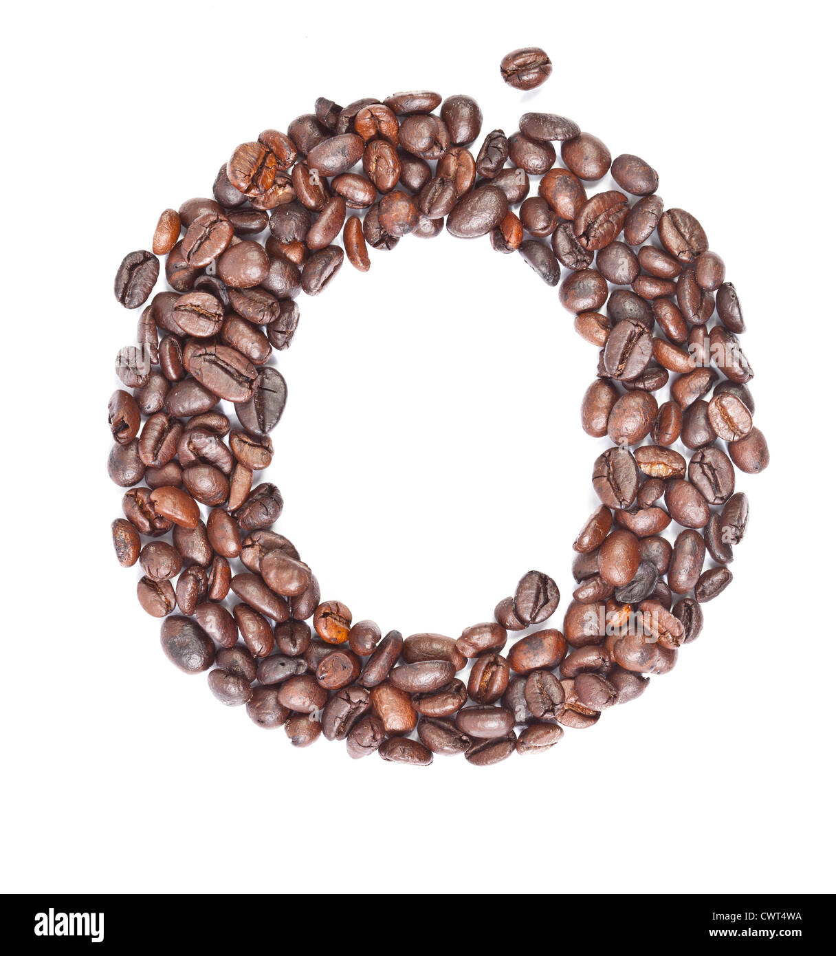 o, Alphabet from coffee beans on white background Stock Photo - Alamy