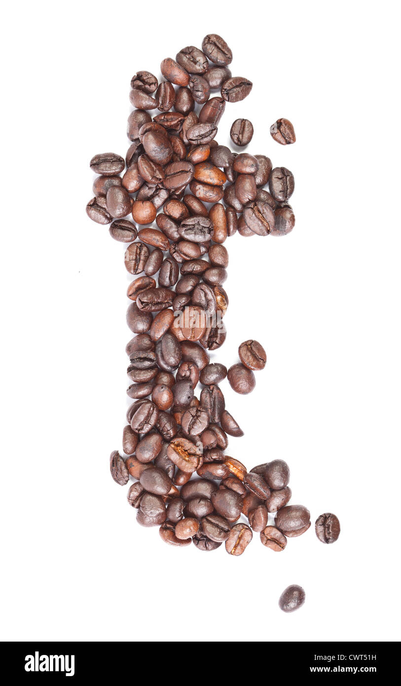 t, Alphabet from coffee beans on white background Stock Photo - Alamy