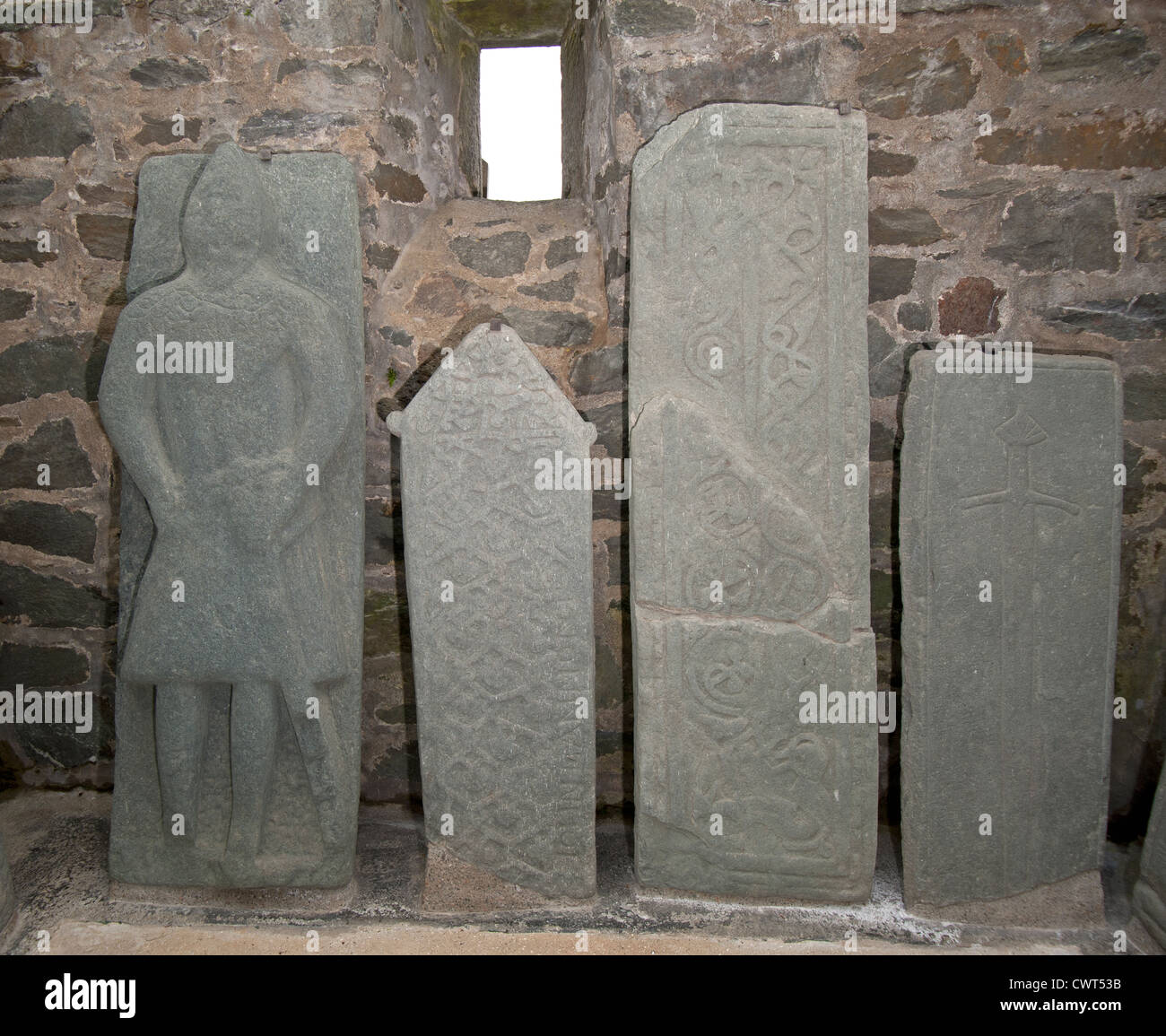 Medieval Carved Stone slabs in the Kilmartin Churchyard Mausoleum ...