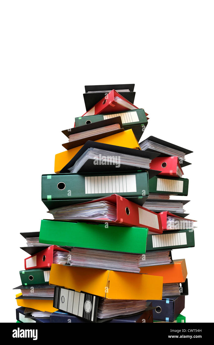 Big stack of files isolated in white Stock Photo - Alamy