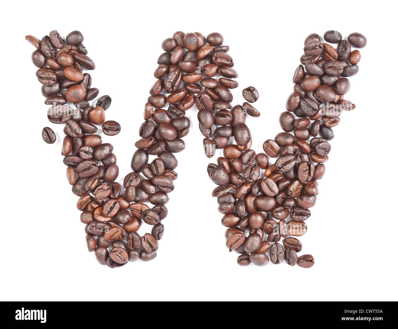 w, Alphabet from coffee beans on white background Stock Photo - Alamy