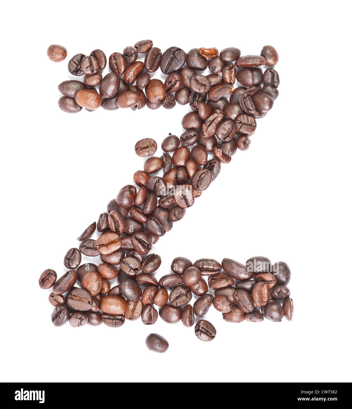 z, Alphabet from coffee beans on white background Stock Photo - Alamy