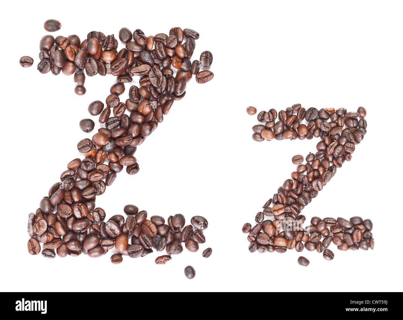 Z, Alphabet from coffee beans on white background Stock Photo - Alamy