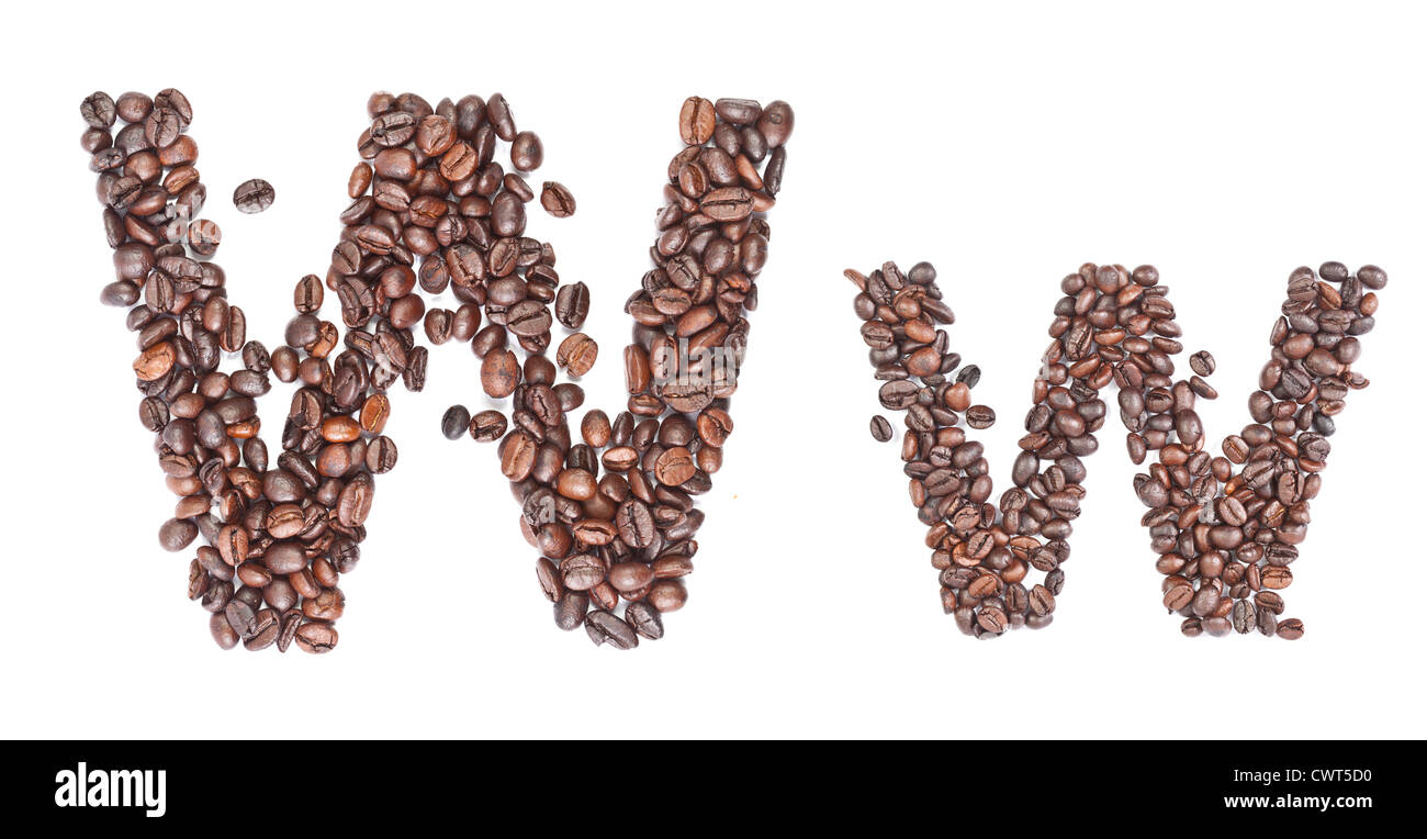 w, Alphabet from coffee beans on white background Stock Photo - Alamy
