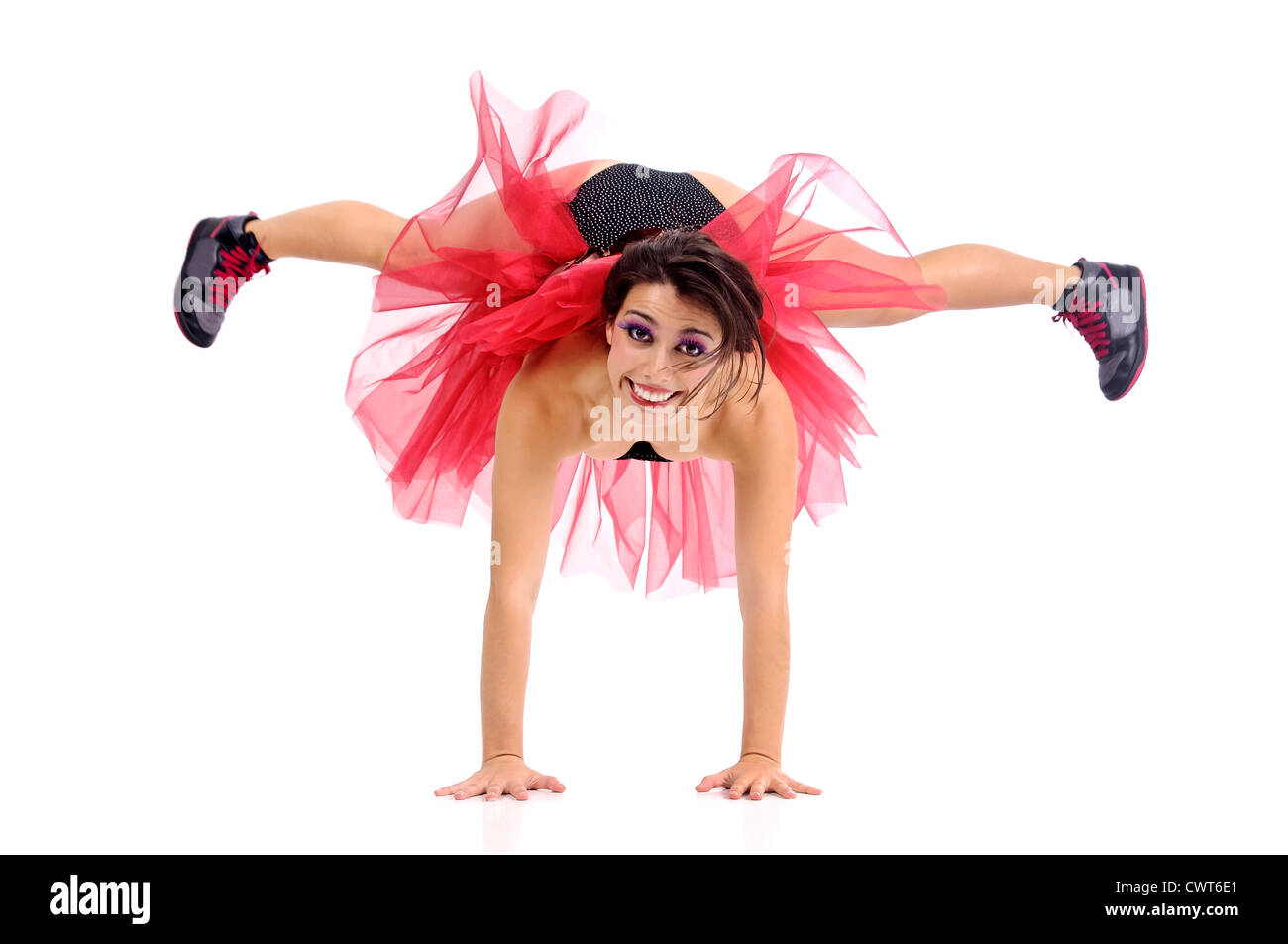 Beautiful girl dancing isolated in white Stock Photo - Alamy