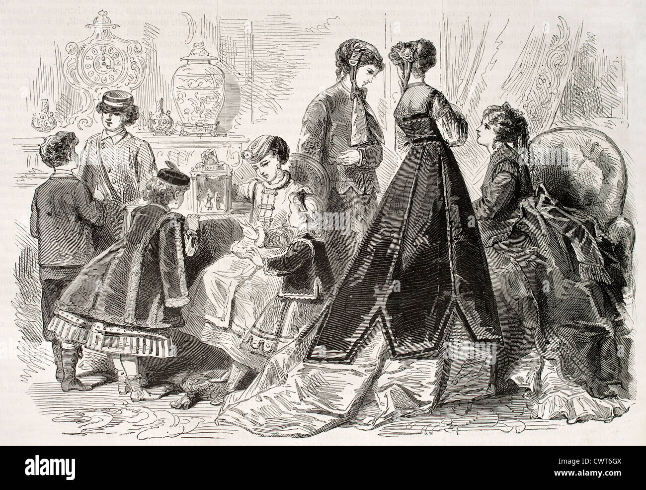 Day wear in 1868, Paris Stock Photo - Alamy